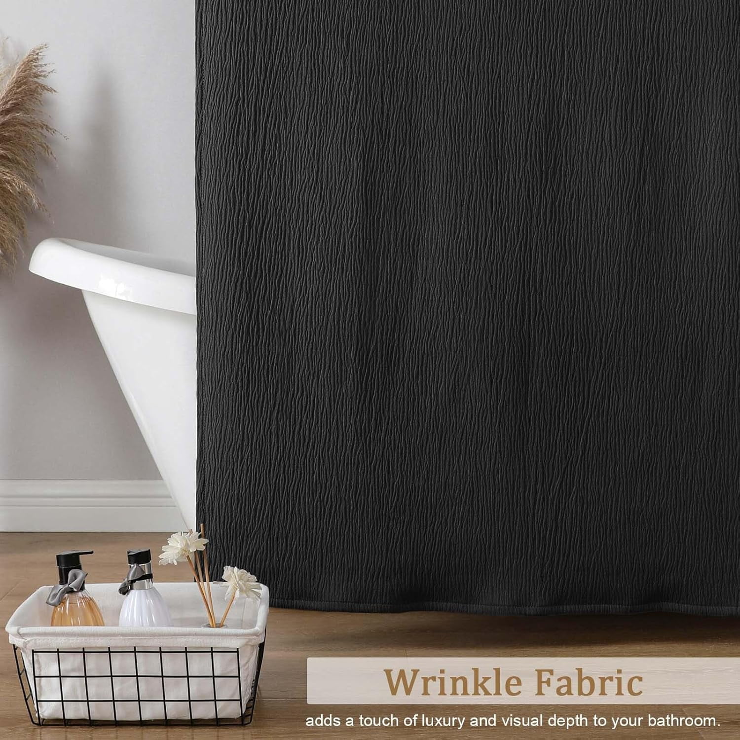 FUGee-3D Textured Black Small Shower Curtain for Bathroom, Fabric ...