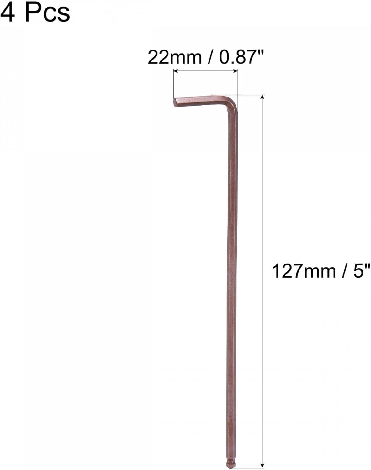 FUGee-3mm Ball End Hex Key Wrench, L Shaped Long Arm S2 Steel Repairing ...