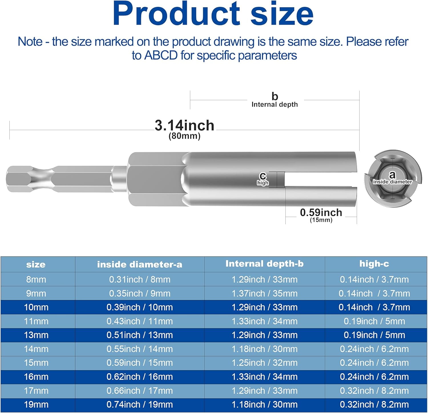 FUGee-4 Pack（10mm, 13mm, 16mm, 19mm）1/4" hex Shank nut Driver Power ...
