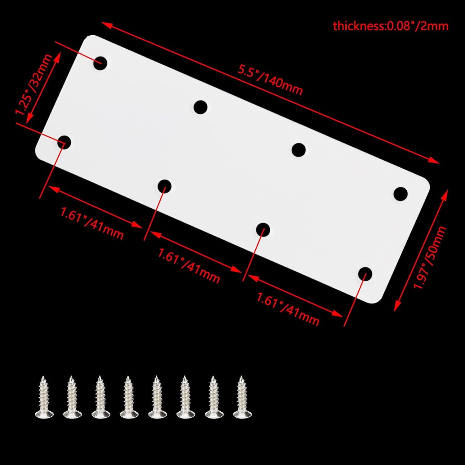 FUGee-4 Pack Flat Straight Brace Brackets, Stainless Steel Shelf ...