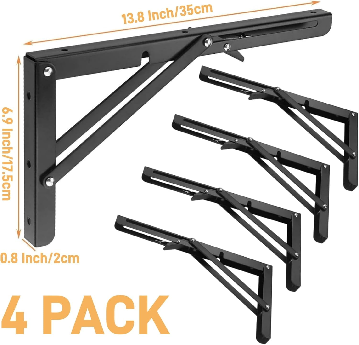 FUGee-4 Pack Folding Shelf Brackets, 14 Inch Folding Brackets Folding ...