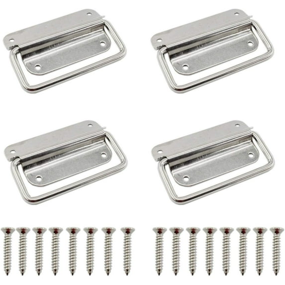 FUGee-4 Pack Stainless Steel Wardrobe Handle, Foldable Boat Hatch Latch ...