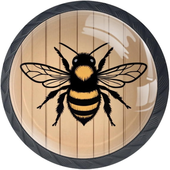 FUGee-4 Pack Wood Grain Bee Drawer Door Pulls Handles, Glass 35mm ...