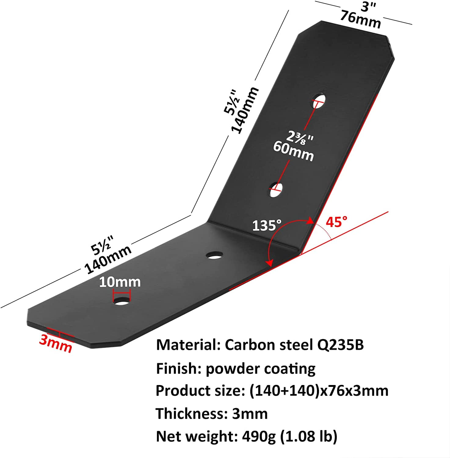 FUGee-4 Pcs 45 Degree Angle Brackets for 4x4 Nominal Posts, Pergola ...