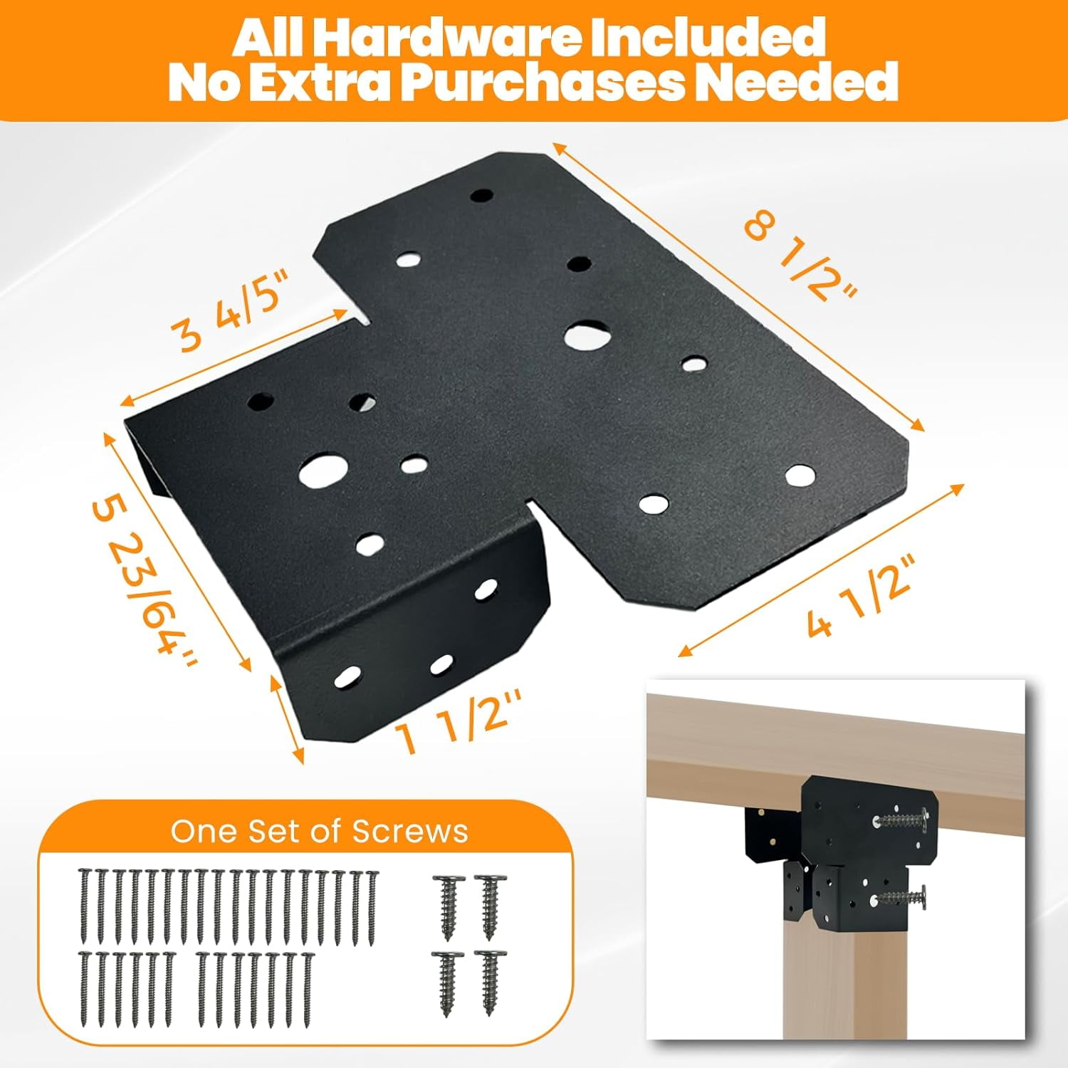 FUGee-4 Pcs 6X6 Heavy Duty Steel T Shaped Post to Beam Connector Roof ...