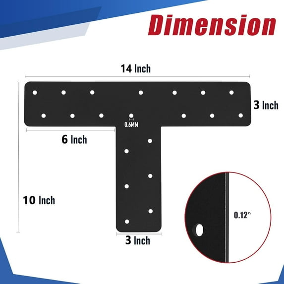FUGee-4 Pcs T Post Bracket,13"x3"T Flat Mending Plate Joining Brackets ...