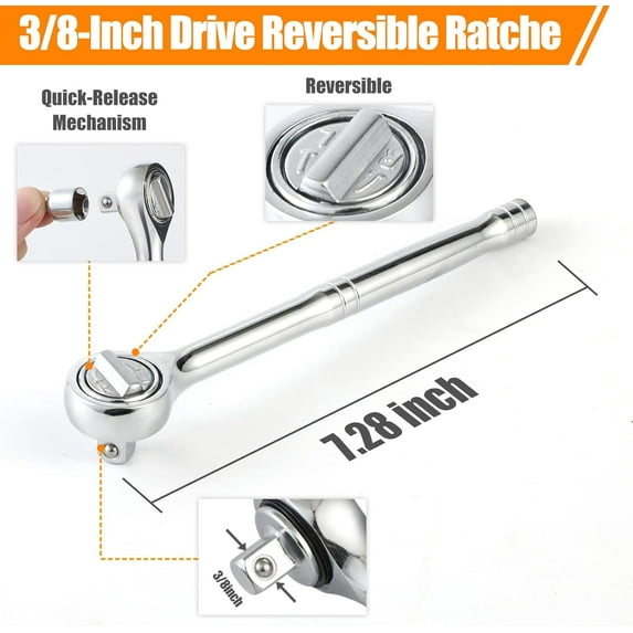 FUGee-40 Pieces 1/4-Inch & 3/8-Inch Entry-level Drive Socket Set with ...