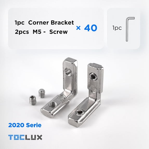 FUGee-40 Sets Silver 2020 Hidden Corner Brackets Kit \u2013 20 pcs L ...