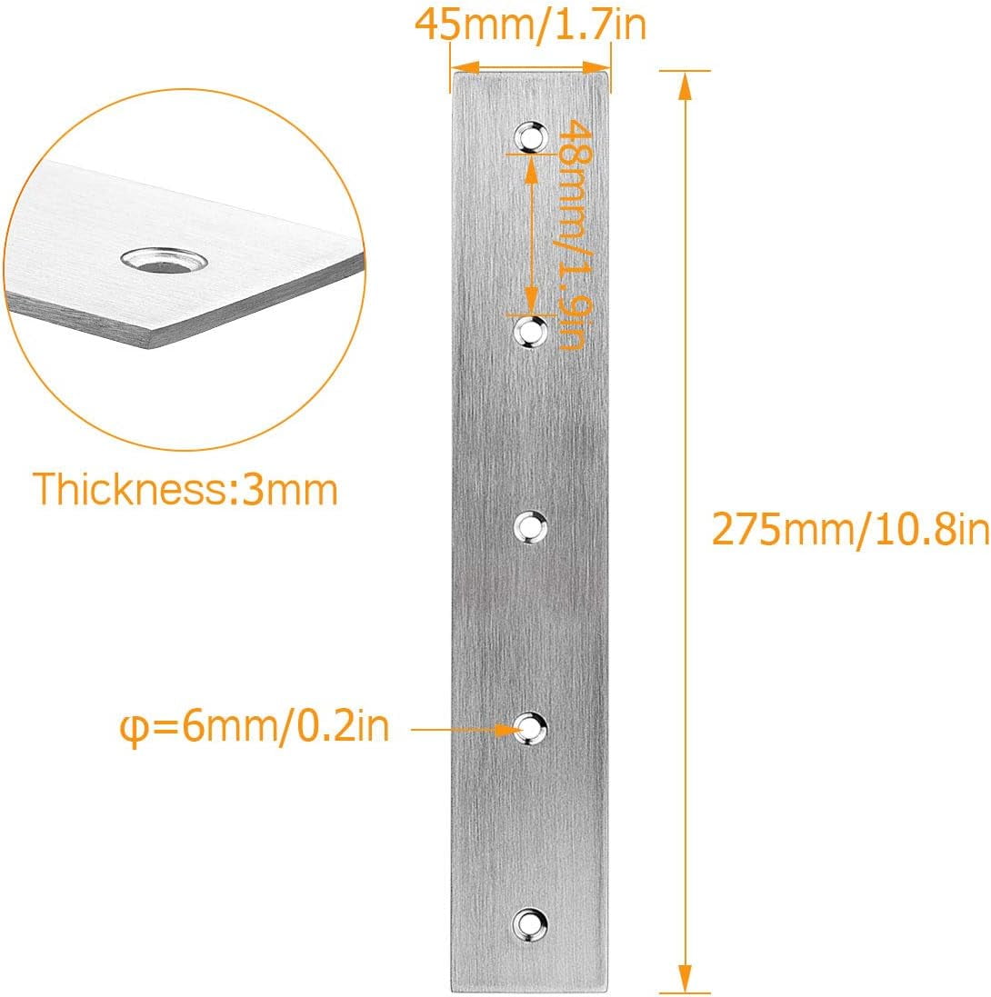 FUGee-4Pcs 11" Straight Brace Metal Strap Bracket with Holes, Stainless ...