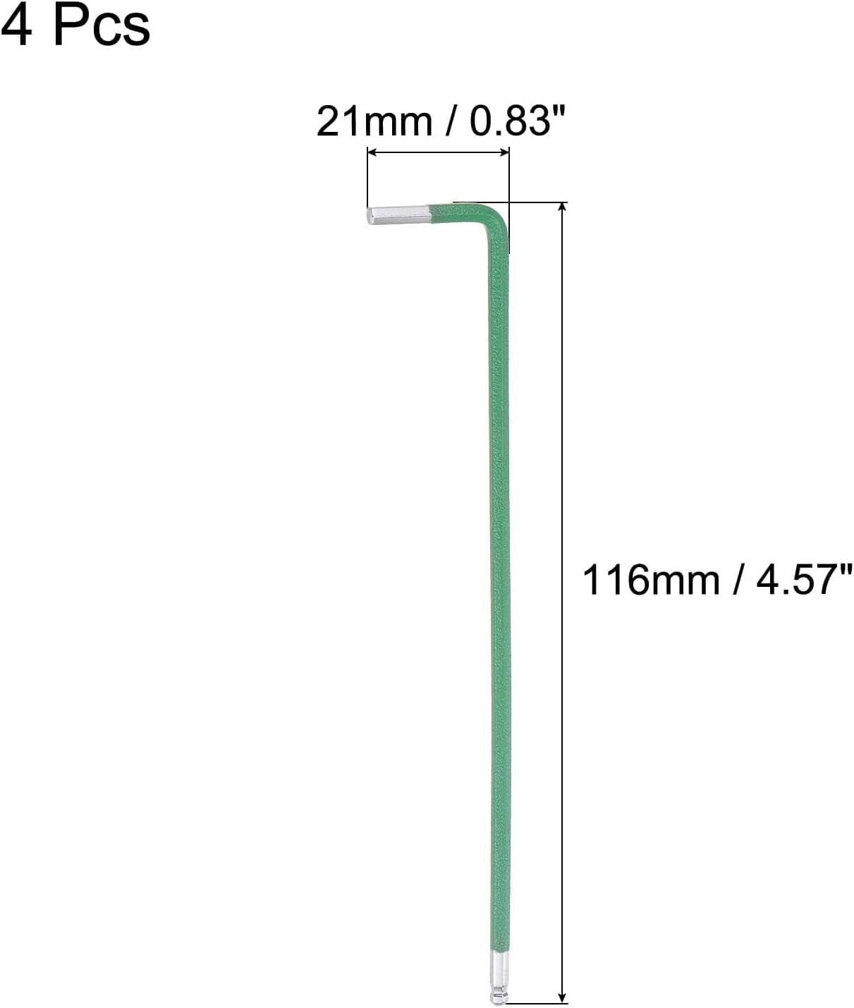 FUGee-4Pcs 2.5mm Ball End Hex Key Wrench, L Shaped Long Arm Ball Point ...