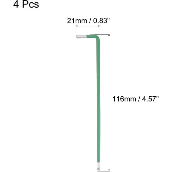 FUGee-4Pcs 2.5mm Ball End Hex Key Wrench, L Shaped Long Arm Ball Point ...