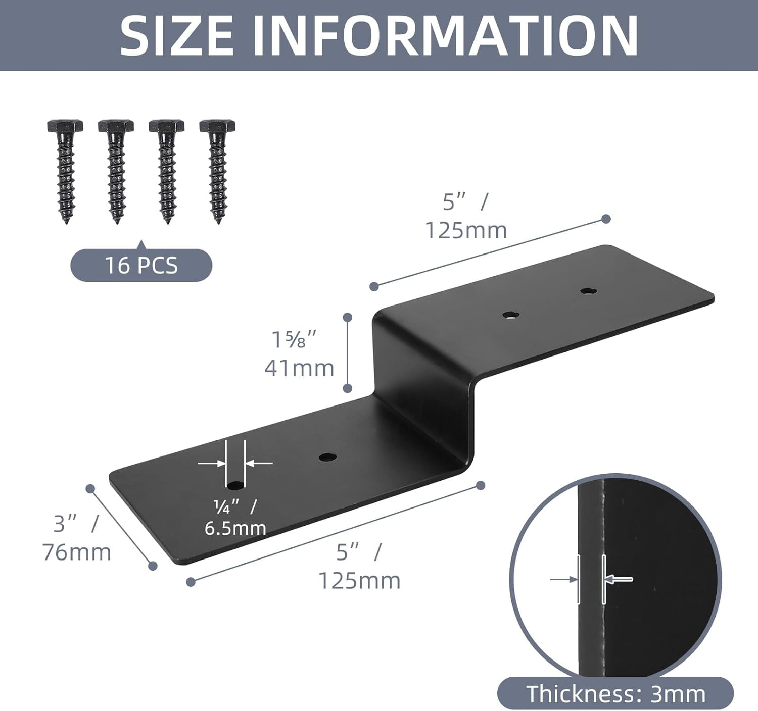 FUGee-4Pcs Heavy Duty Steel Z Brackets, Post to Beam Connector Brackets, Cross Beam Support Post ...