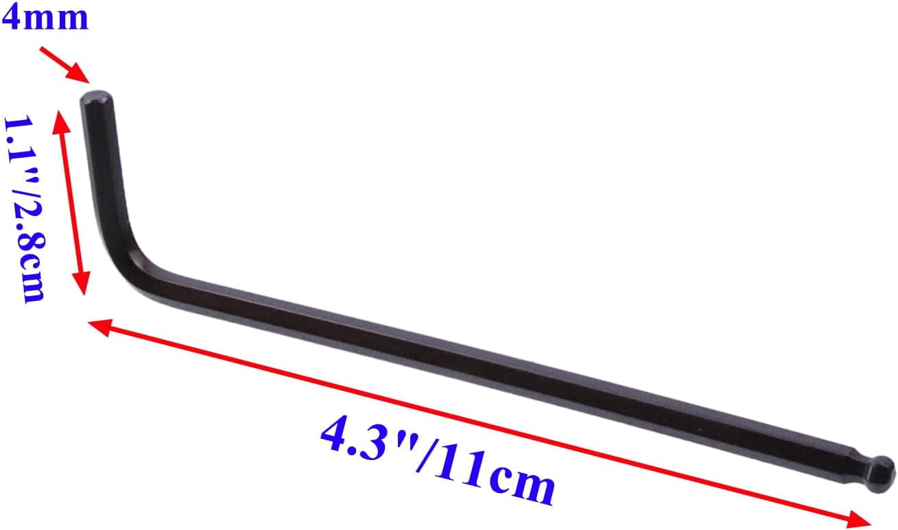 FUGee-4mm Hex Key Wrench 4.3" Length L Shaped Ball End Allen Wrench for Bike, Furniture,and DIY ...