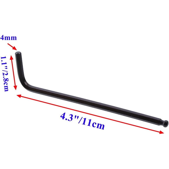FUGee-4mm Hex Key Wrench 4.3" Length L Shaped Ball End Allen Wrench for Bike, Furniture,and DIY ...