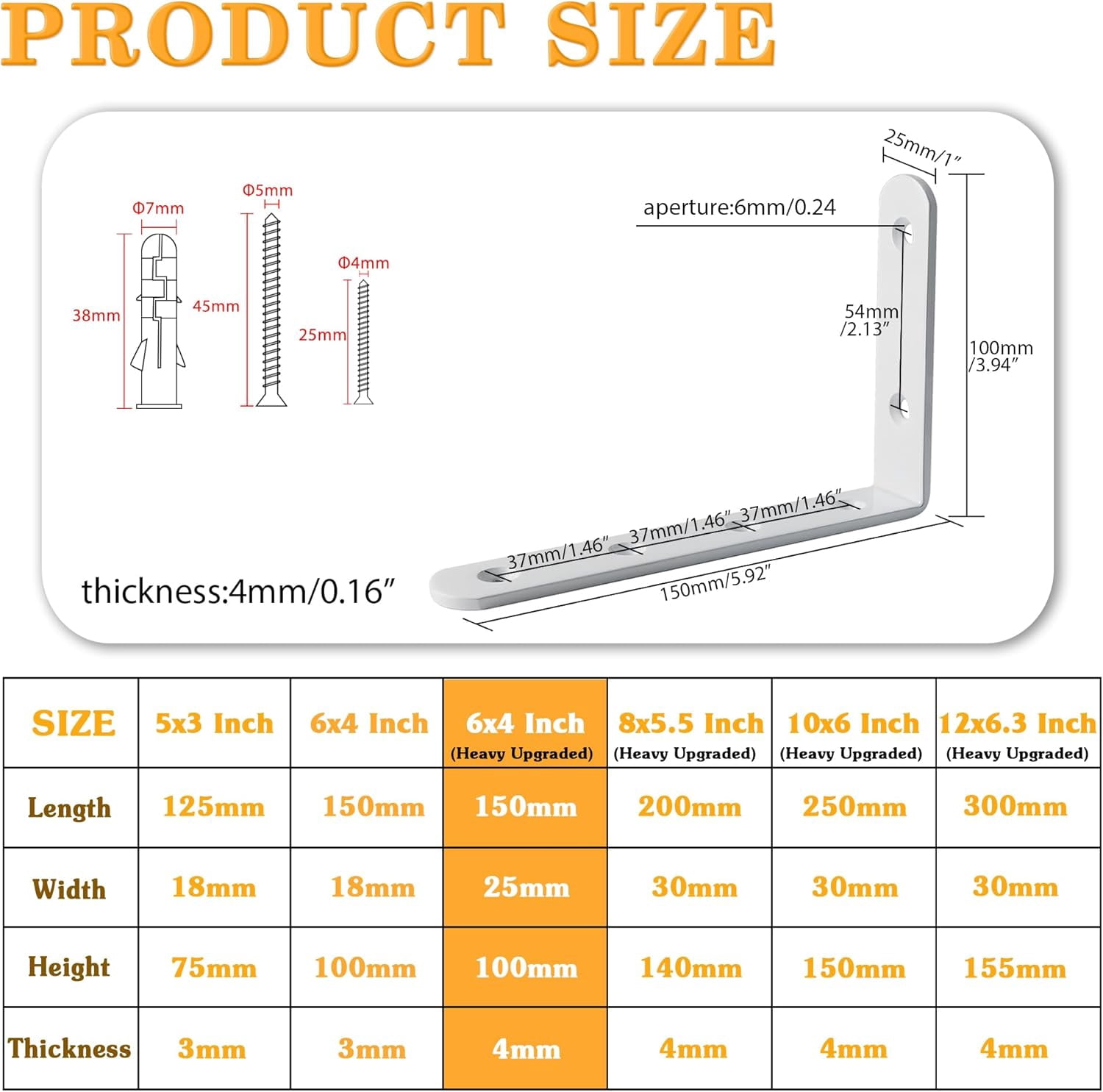 FUGee-4mm-Thicker Heavy Duty Stainless Steel Bracket Floating Shelf ...