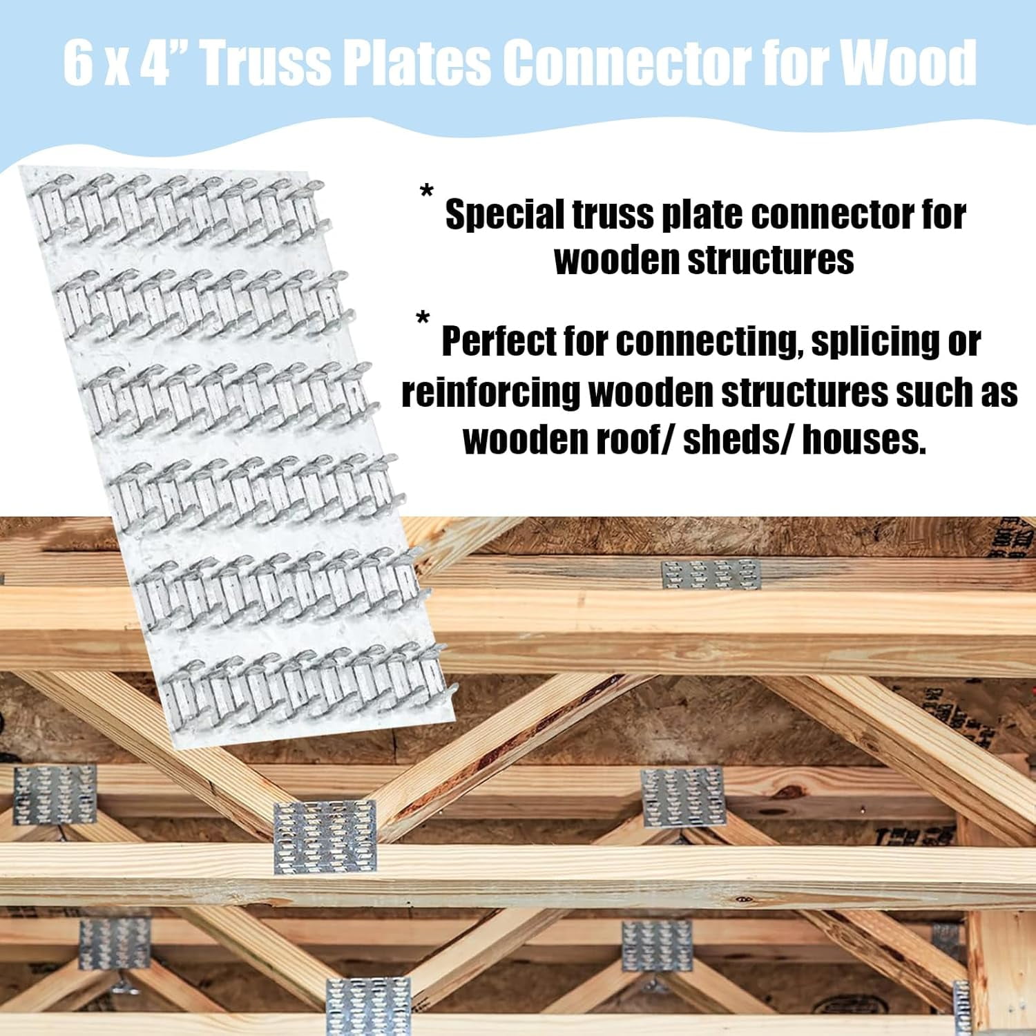 FUGee-4x6 inch Truss Plate 20 Pack Pronged Mending Plates with Nail ...
