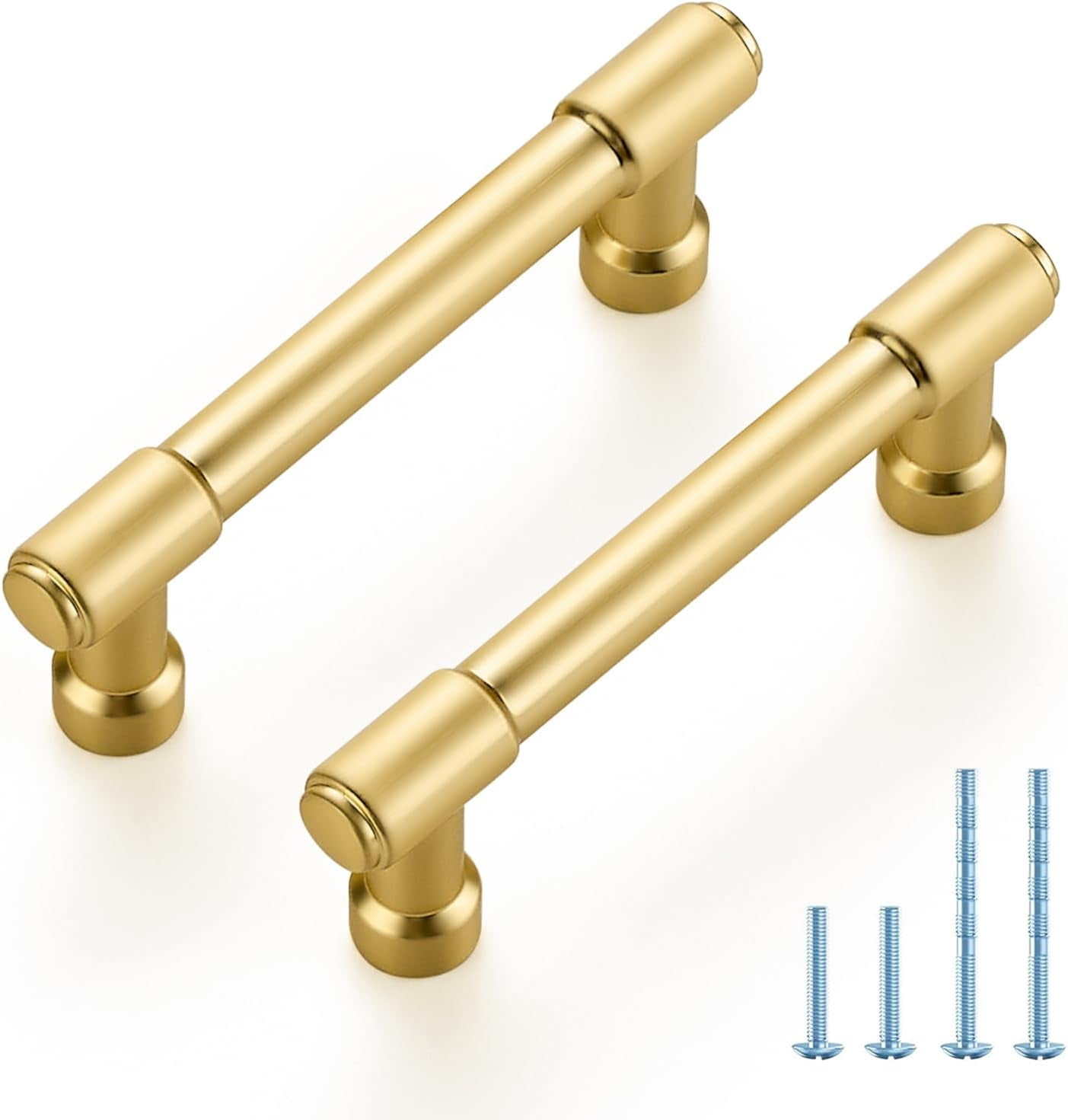 FUGee-5 Pack 3 Inch Brushed Brass Cabinet Handles Modern Dresser Drawer ...