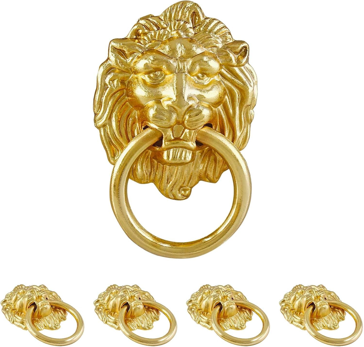 FUGee-5 Pcs Lion Head Cabinet Pull Handle, Ring Pulls Handle Drawer ...