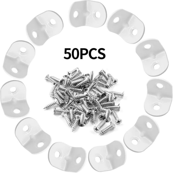 FUGee-50 Pcs White Right Angle Bracket,L Brackets Small (0.78”x0.78 ...