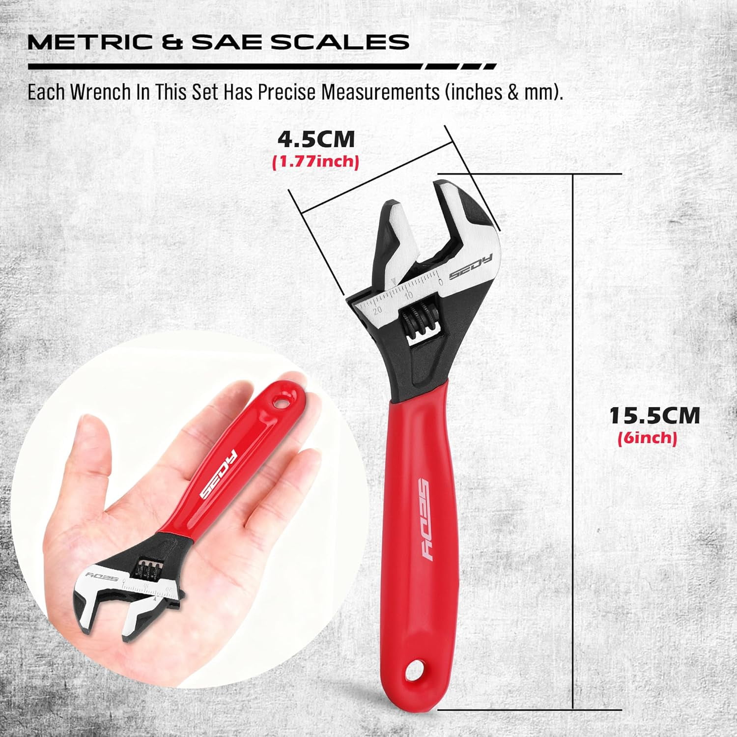 FUGee-6" Adjustable Wrench Pipe Spanner: Wide Jaw Black Oxide Wrench ...