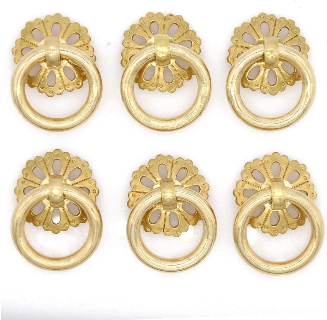 FUGee-6 PCs Vintage Golden Ring Pulls with Hollowed-Out Dome Base ...