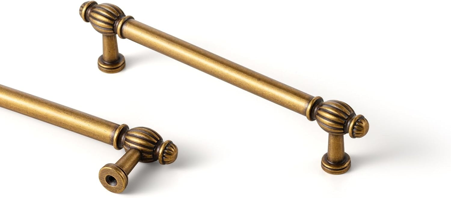 FUGee-6 Pack Antique Brass Cabinet Pulls Zinc Alloy Kitchen Hardware ...