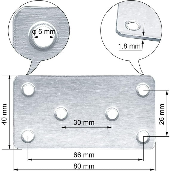 FUGee-6 Pack Flat Mending Plate for Wood, 3.1''X1.5'' Metal Mounting ...