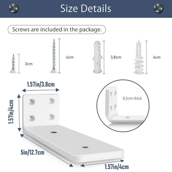 FUGee-6 Pack Floating Shelf Bracket Heavy Duty, Hidden Shelf Brackets ...