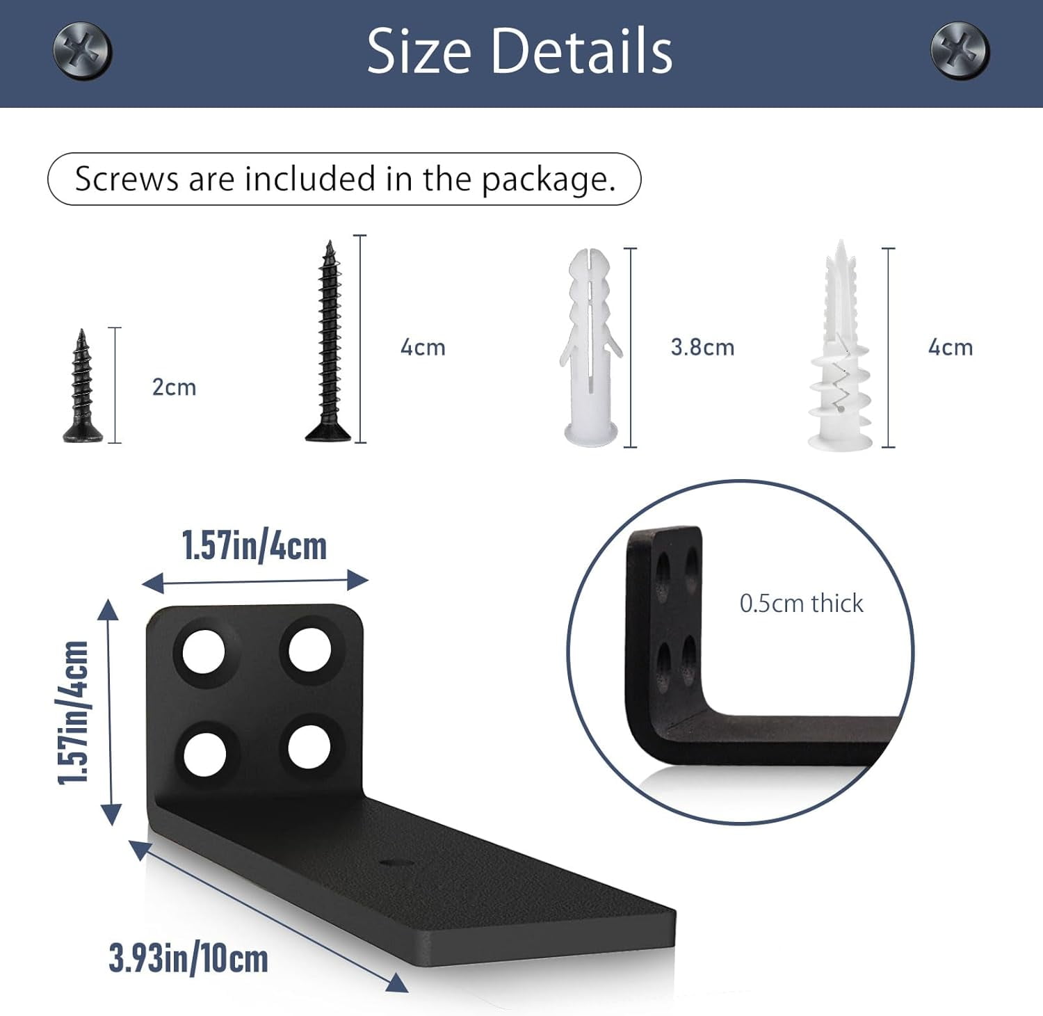 FUGee-6 Pack Heavy Duty Shelf Brackets, L Brackets for Shelves, 5mm ...