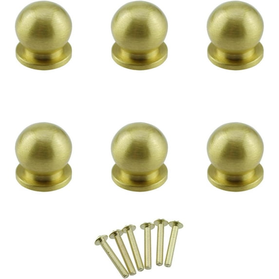 FUGee-6PCS Mini Round Solid Knob 1/2 Inch Brass Pull Gold Mini Drawer ...