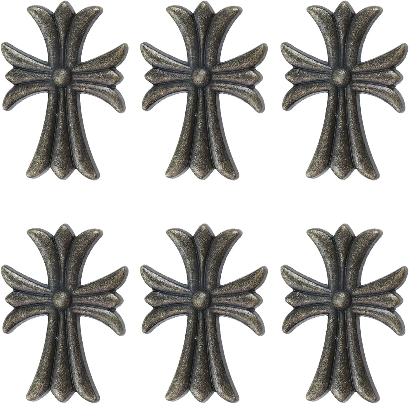 FUGee-6Pcs Retro Style Cross Shaped Pull Handles Knob Zinc Alloy ...