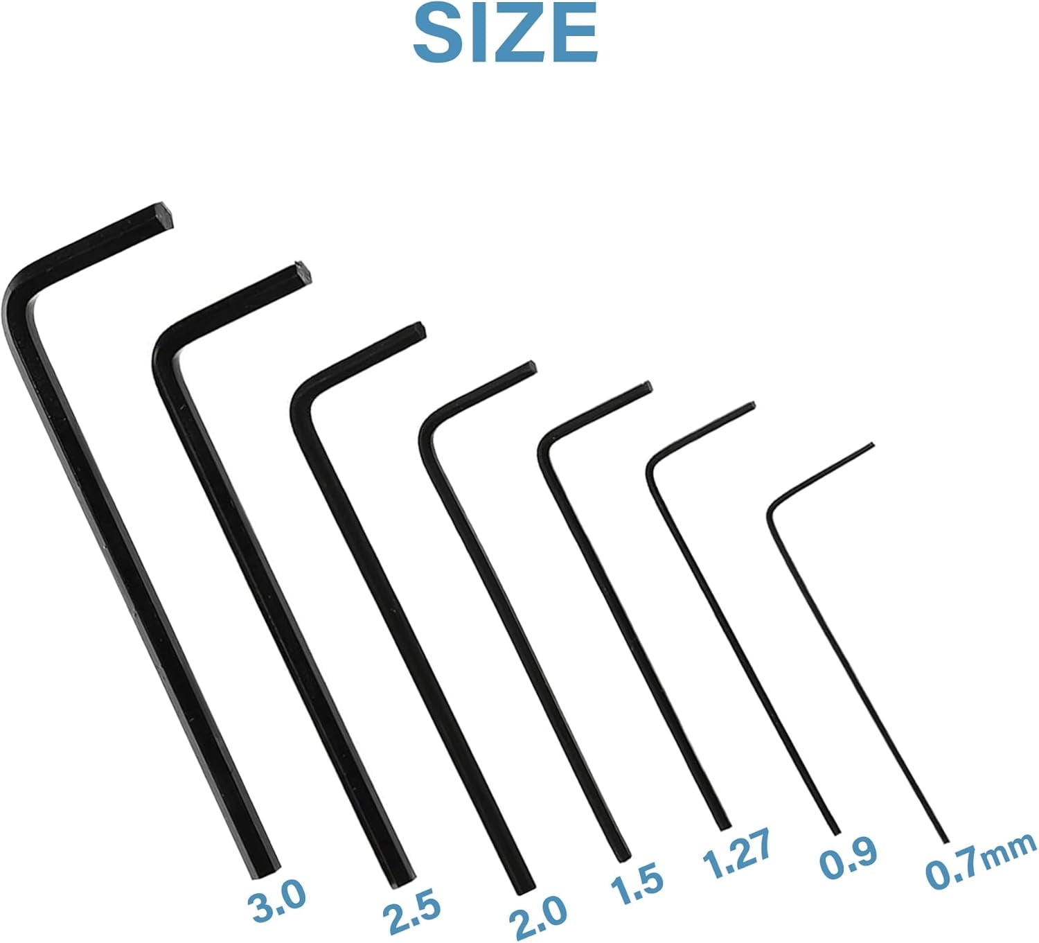 FUGee-7 PCS Hex Key Set, L Shape Allen Wrench, Chrome Vanadium Steel ...