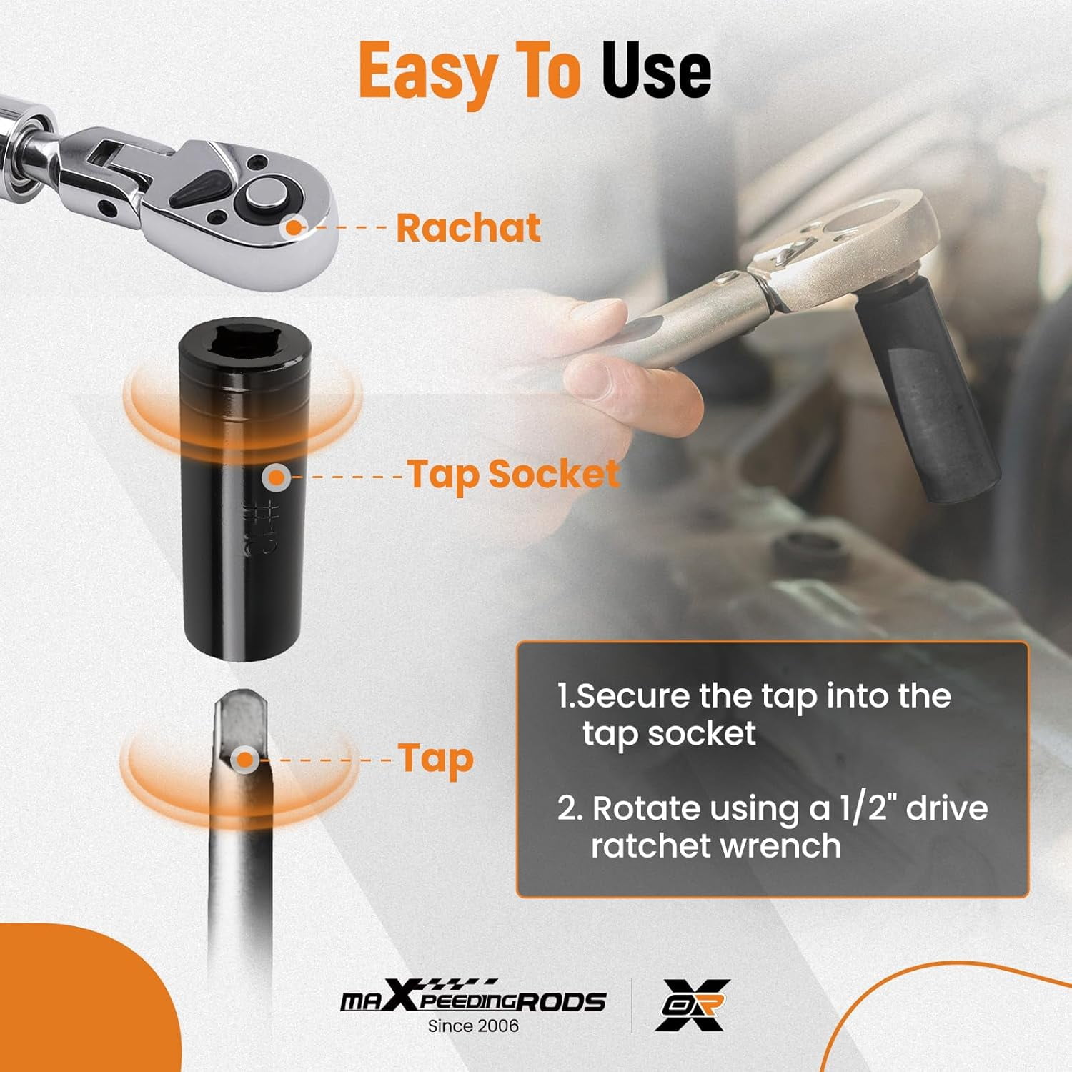FUGee-71670 Large Tap Socket Set 5Pcs, Fit 5/8", 11/16", 3/4", 7/8" and ...