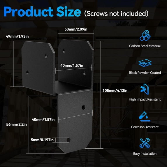 FUGee-8 Pcs Black Joist Anchor Connector, Post Caps Tie Bracket for 2"x ...