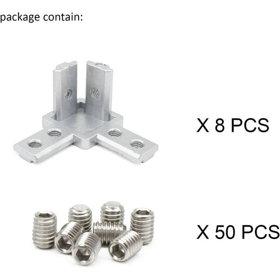 FUGee-8Pcs 10 Series Aluminum Extrusion Profile Tri Bracket 3-Way End ...