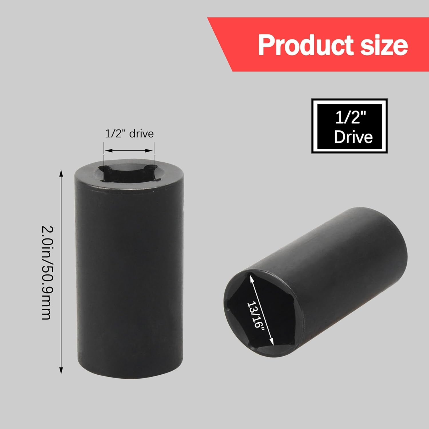 FUGee-9076 Penta Socket 1/2-Inch Drive 13/16-Inch for Pentagonal Nuts ...