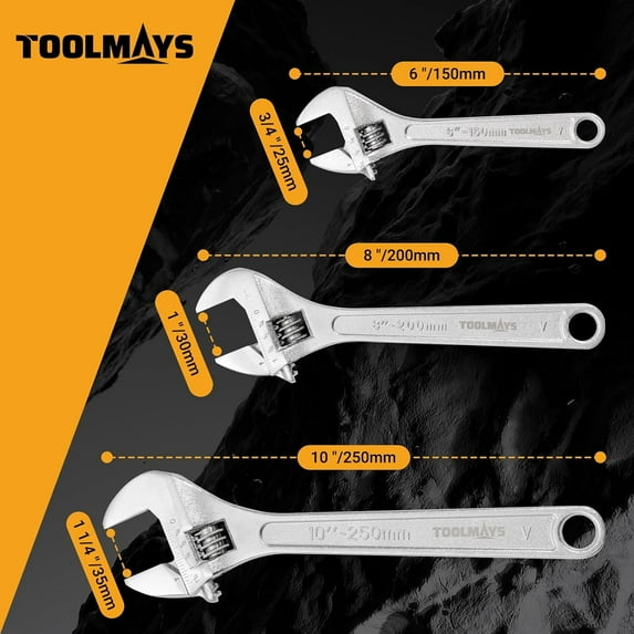 FUGee-Adjustable Wrench Set Forged, 8" Heat Treated, Chrome-plated ...