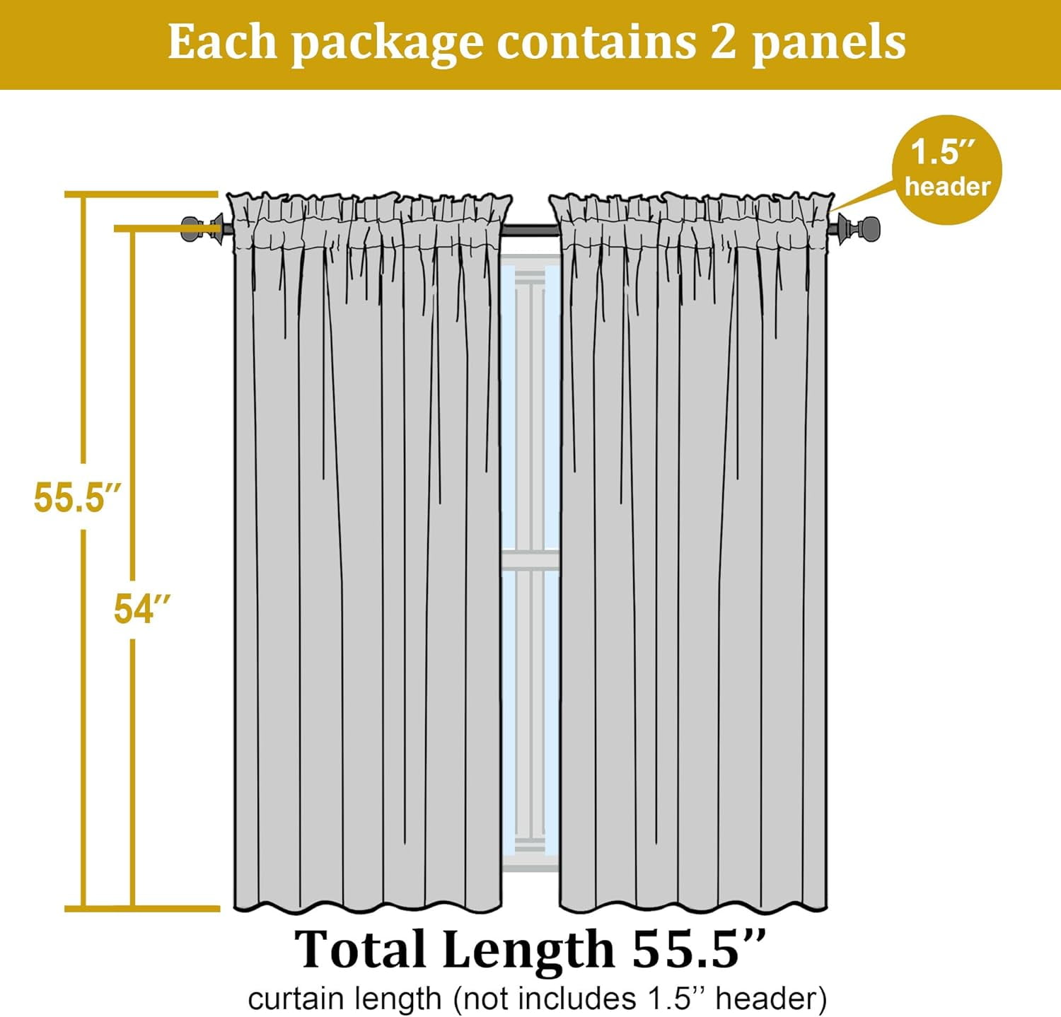 FUGee-Aqua Sheer Curtains for Bedroom Living Room 54 Inch Length 2 ...