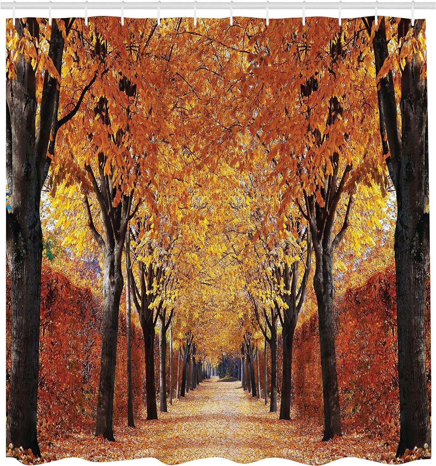 FUGee-Autumn Shower Curtain, Pathway in The Woods Covered Dried ...