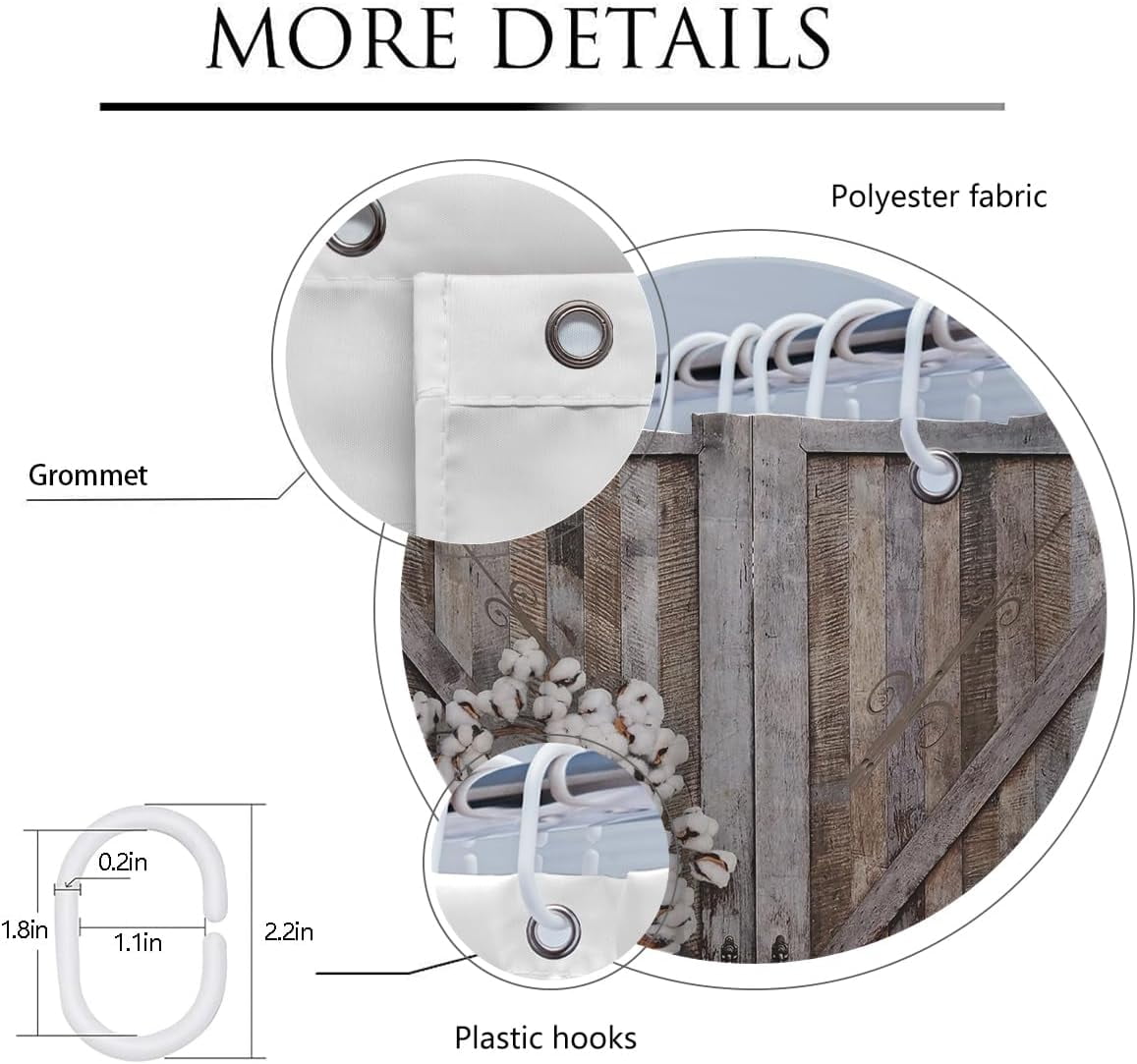 FUGee-Barn Door Shower Curtain Rustic Farmhouse Country Western Cabin ...