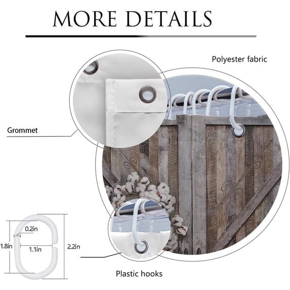 FUGee-Barn Door Shower Curtain Rustic Farmhouse Country Western Cabin ...