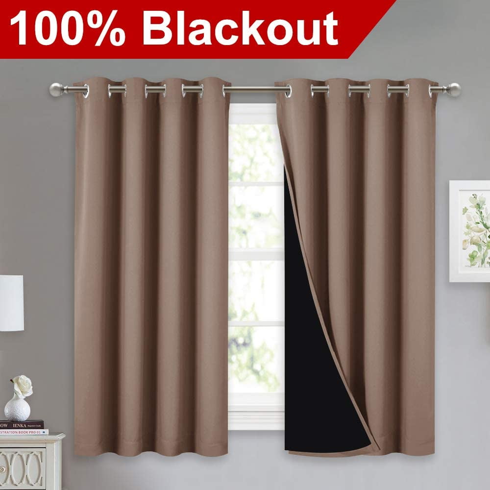 FUGee-Bedroom Full Blackout Curtain Panels, Super Thick Insulated ...
