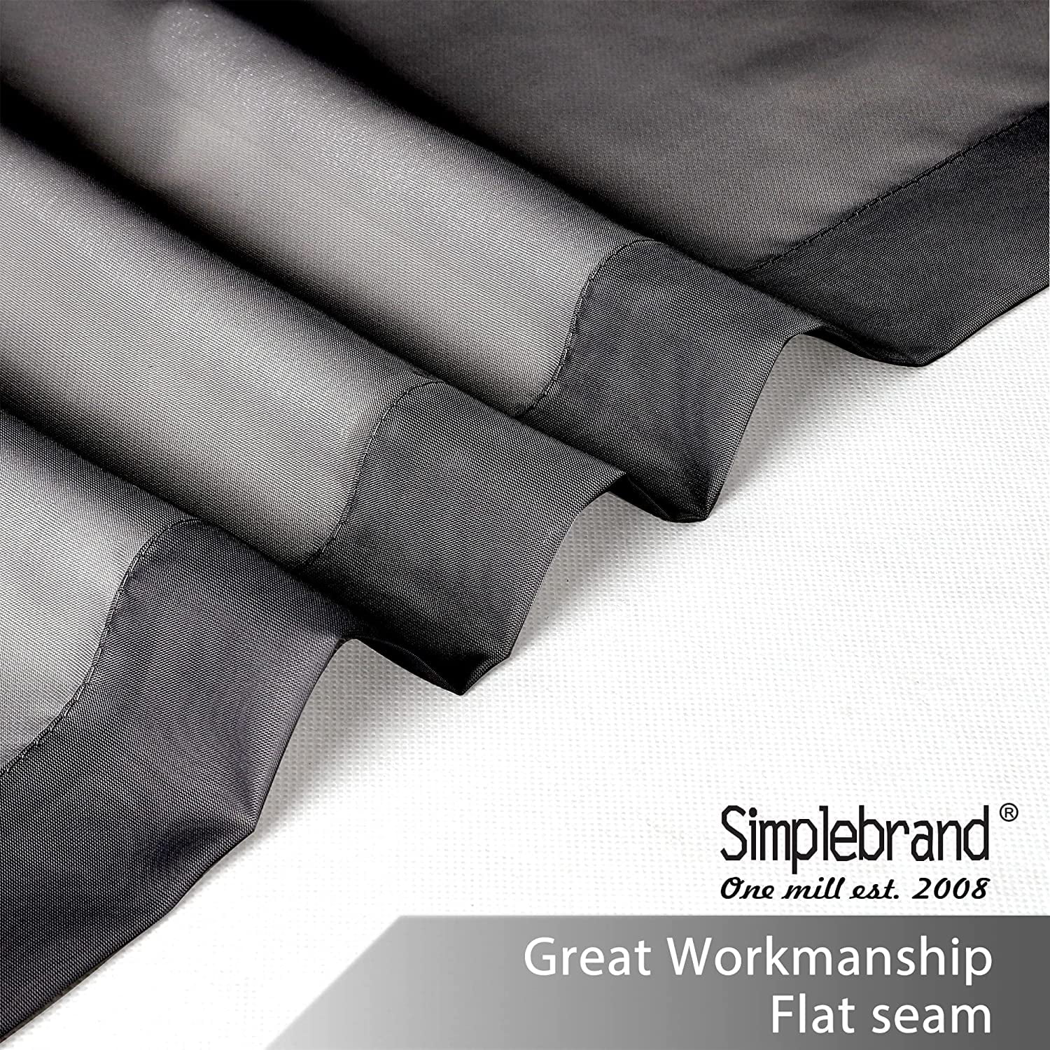 FUGee-Black Sheer Curtains 120 Inches Long, Extra Long Rod Pocket Solid ...