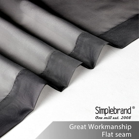 FUGee-Black Sheer Curtains 120 Inches Long, Extra Long Rod Pocket Solid ...