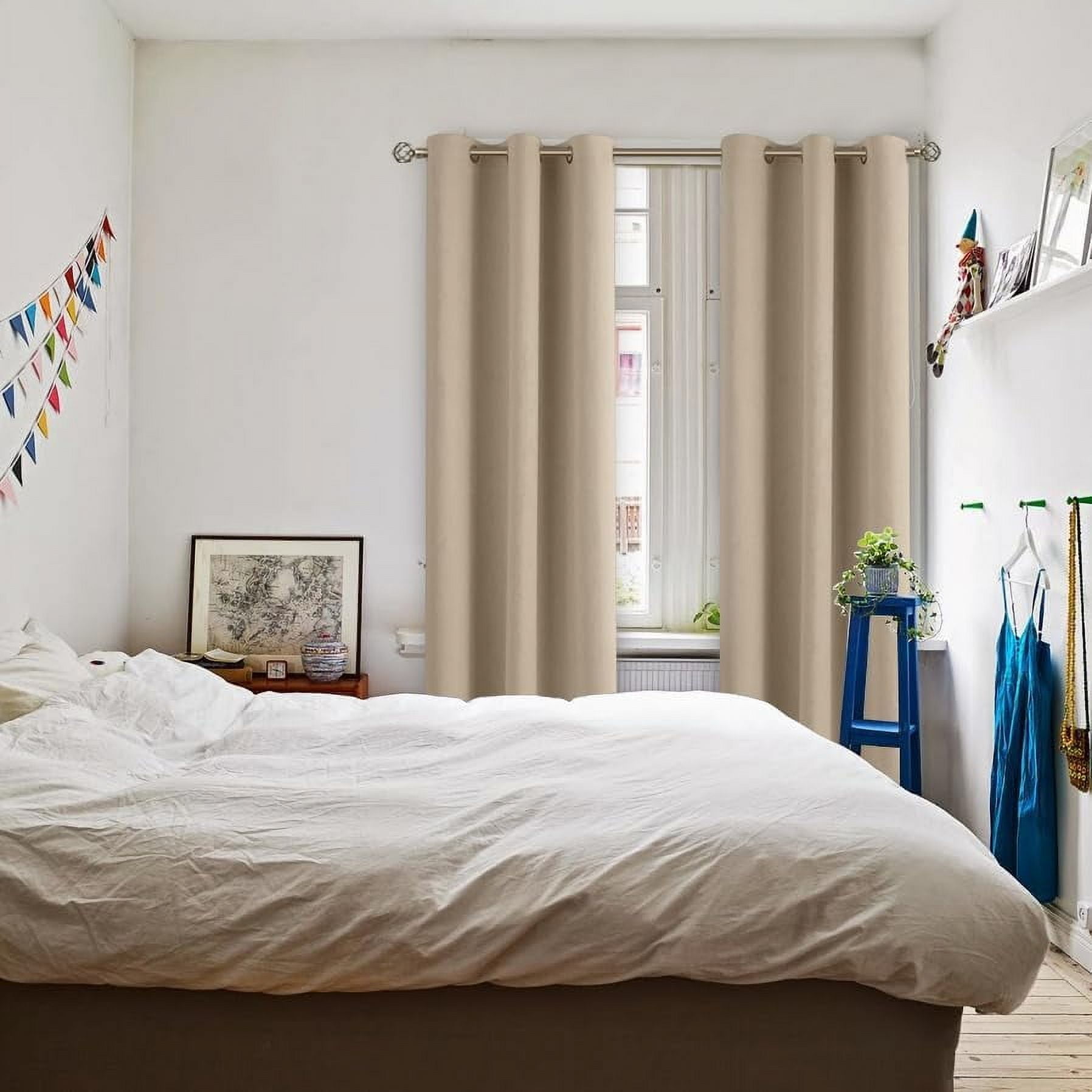 FUGee-Blackout Curtains - Grommet Thermal Insulated Room Darkening Bedroom and Living Room ...