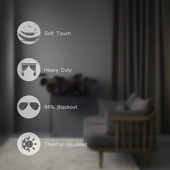 FUGee-Blackout Sliding Door Curtains, Room Darkening Thermal Insulated ...