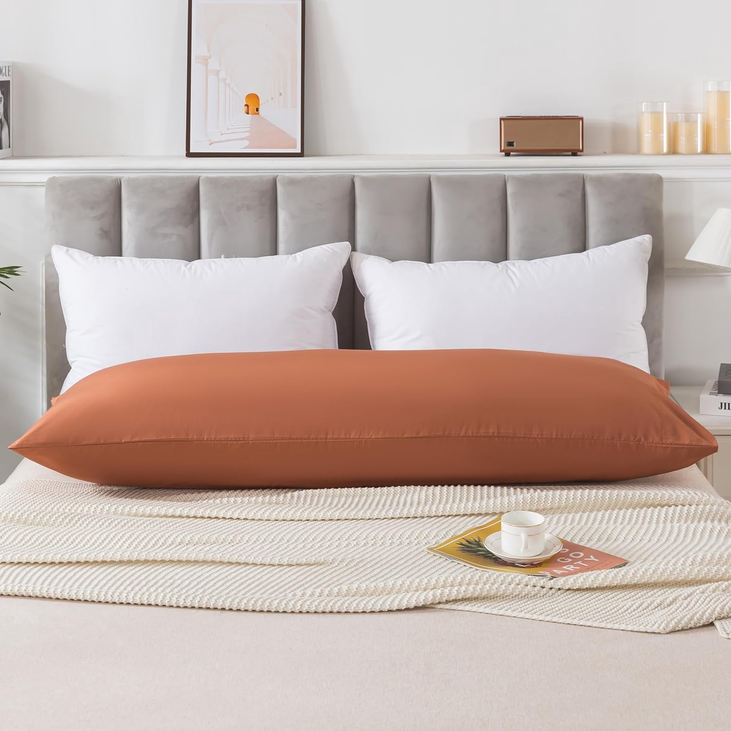 FUGee-Body Pillow Cover Cotton Fabric, Long Pillowcase Breathable ...