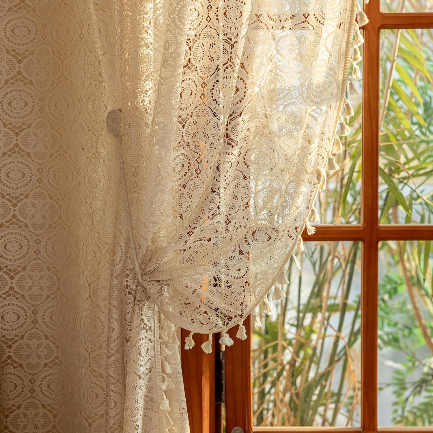 FUGee-Boho Kitchen Valance Curtains Over Sink 1 Panel,W59 x L18 Inch ...