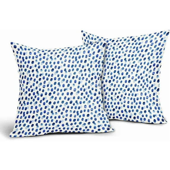 FUGee-Boho White and Blue Dot Pillowcase Set of 2 Bohemian Blue Dot ...