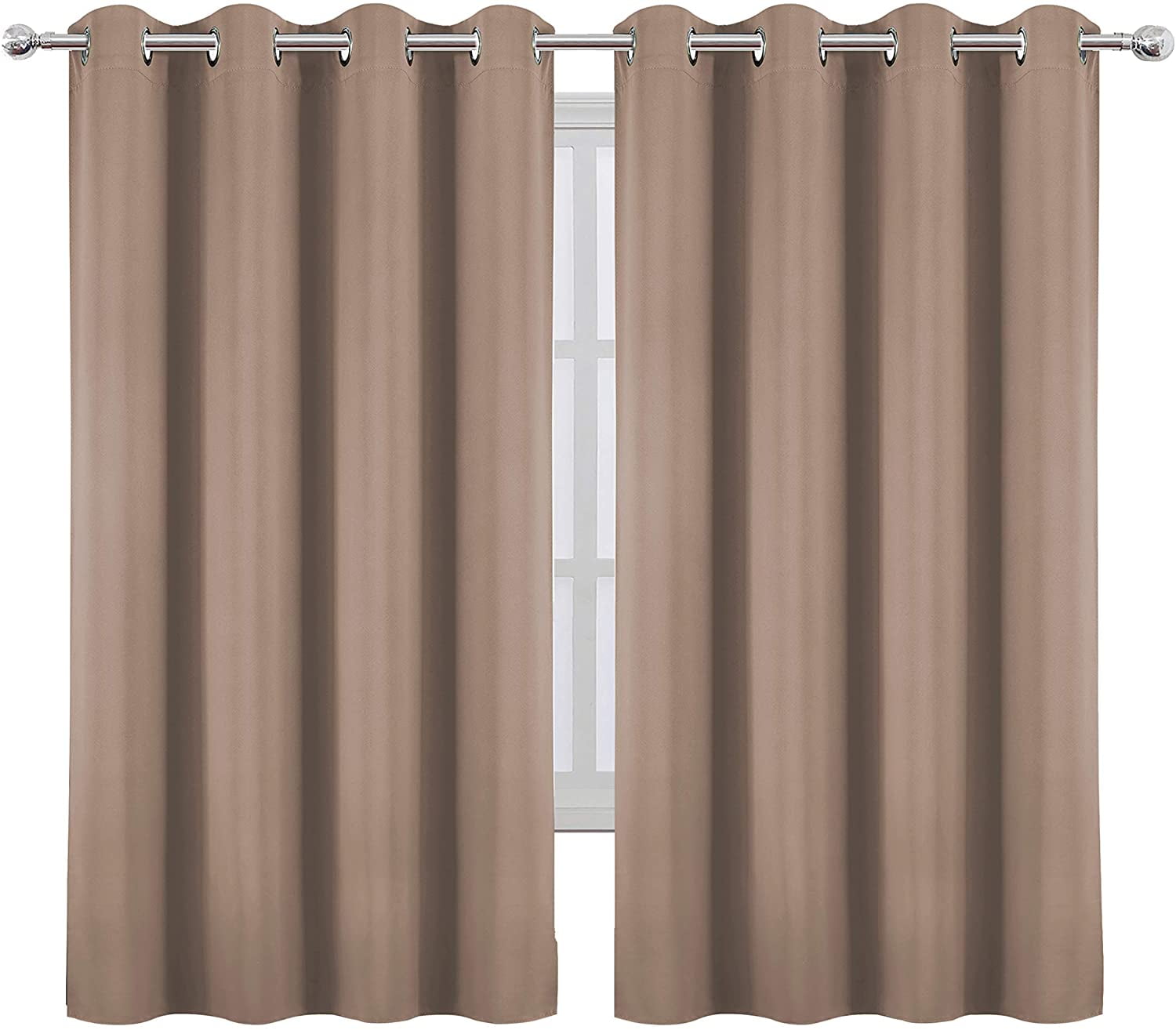 FUGee-Cappuccino Thermal Blackout Curtains/52 x 54 Inch/Set of 2 Panels ...